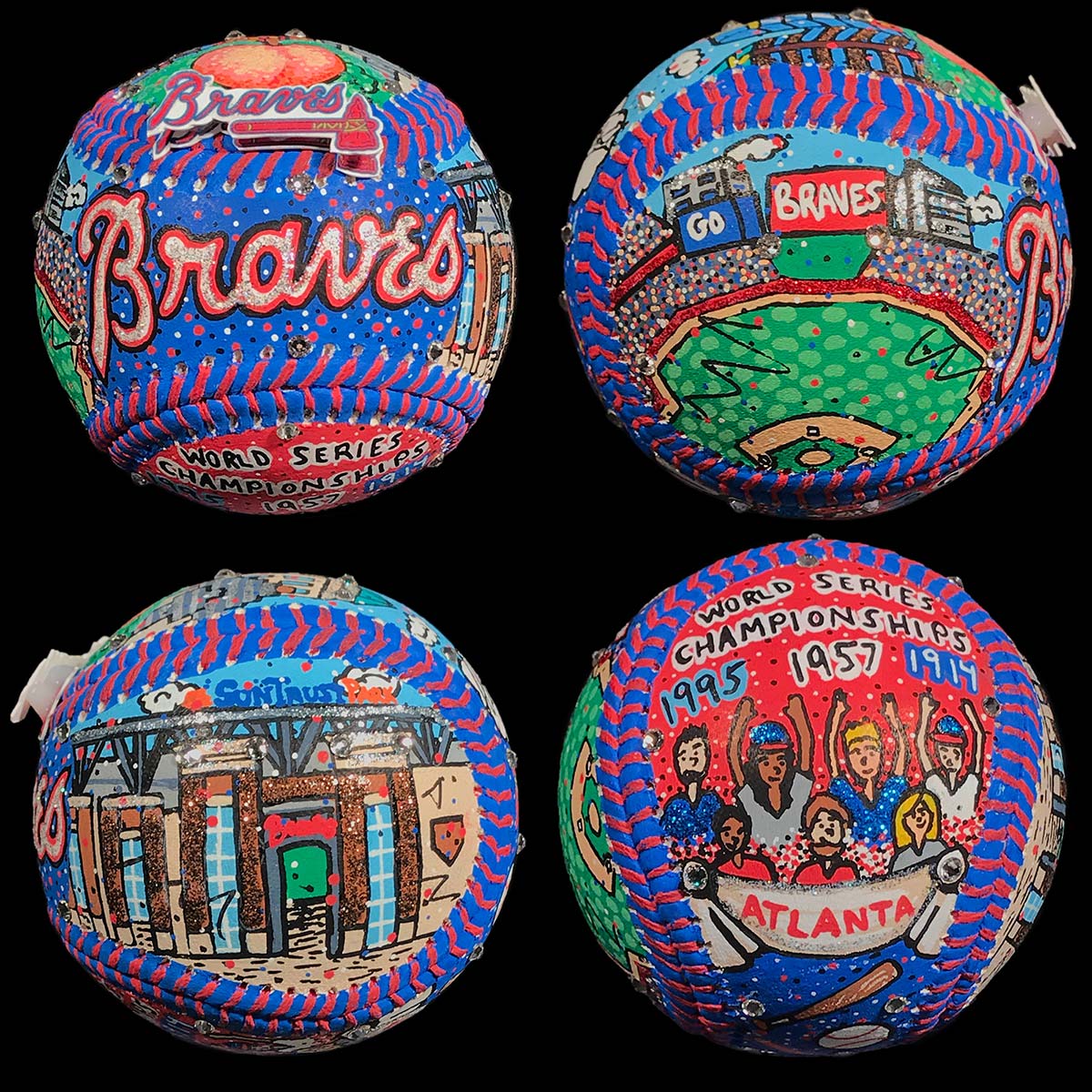 Atlanta Braves Hand-Painted Baseballs | Fazzino