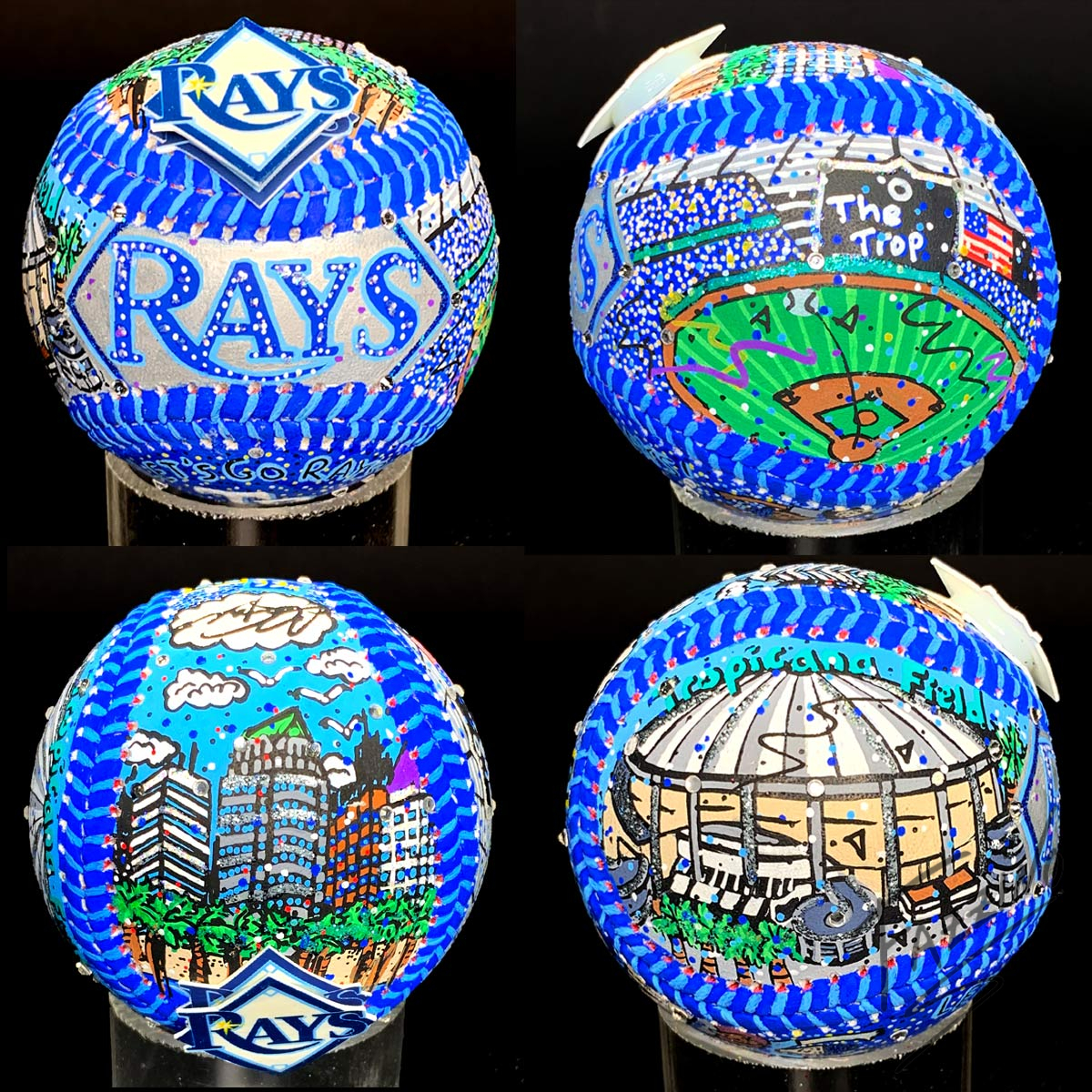 Tampa Bay Rays Hand-Painted Baseballs | Fazzino